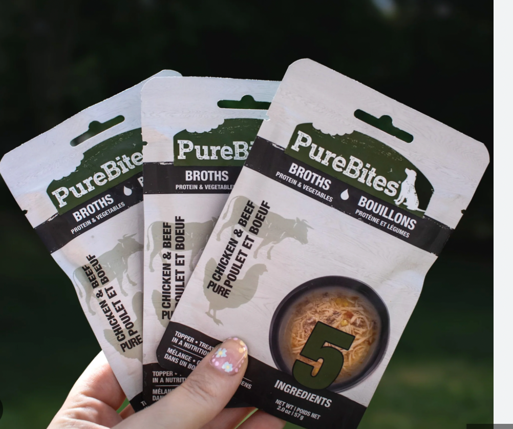 Pure Bites topper pouches Chicken and Beef with broth | Bad Dog Tofino